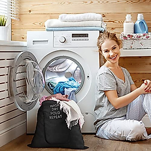 2 Pcs Travel Laundry Bag Washable Dirty Clothes Bag with Drawstring and Zipper for Suitcase, 22 x 18 Inch (Black, Gray, Classic)