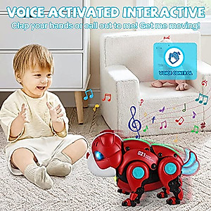 TNOIE Baby Toys Crawling Infant Toys Baby Musical Toys for Toddlers Walking Robot Dog Toy Educational Interactive Light-up Gifts Toys for 1 2 3 4 5 Year Old Boys Girls