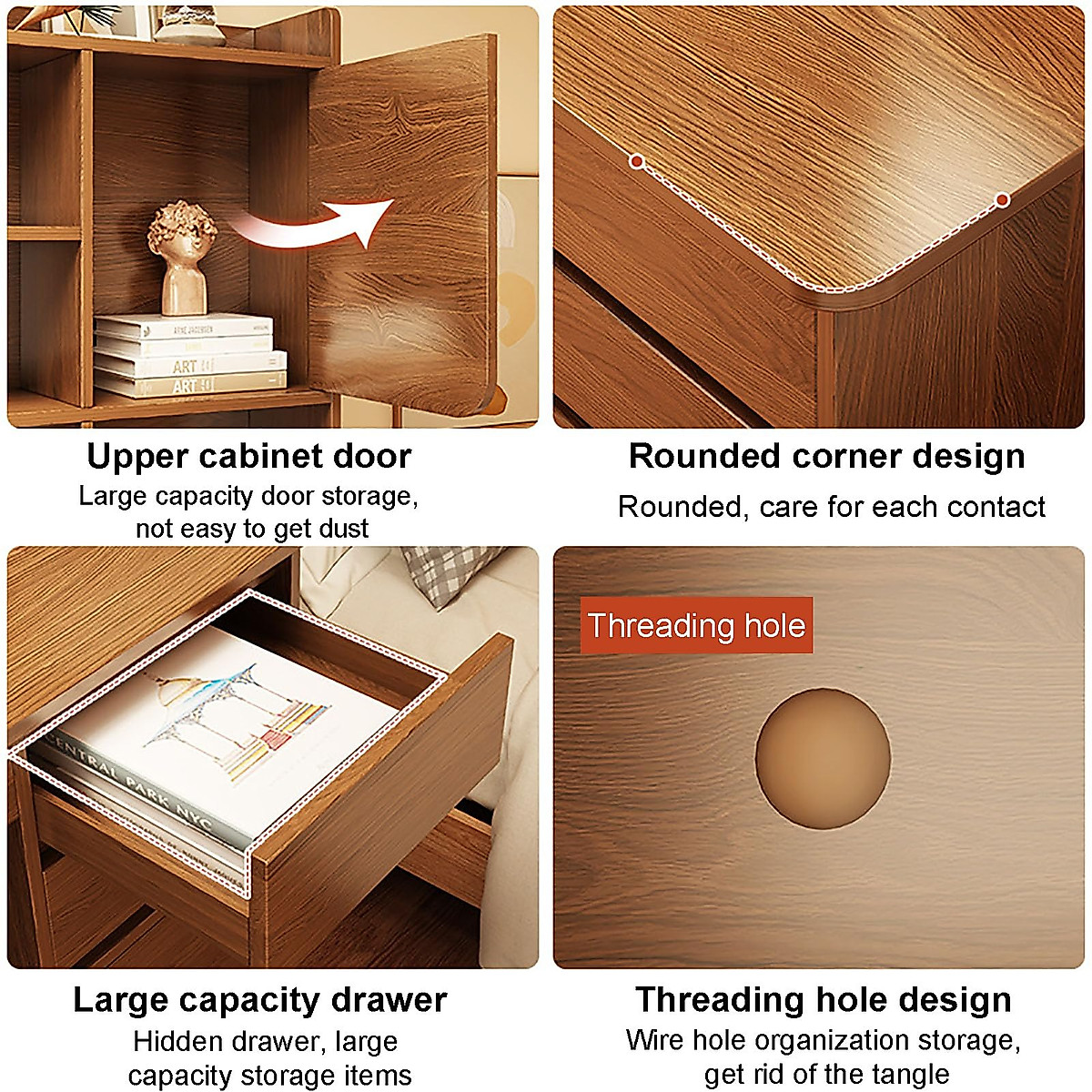 Modern Home Office Desk with Storage Shelf, Writing Desk Table Study Desk Workstation with Hutch and Bookshelf,Computer Desk PC Laptop Desk with Shelves(120x45x163cm(47x18x64), White)