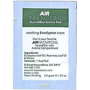 Air Innovations AP01-EUCALYPTUS Soothing Eucalyptus Essential Oil Humidifier Aromatherapy Refill Pads, White, 12, 1 Count (Pack of 12)
