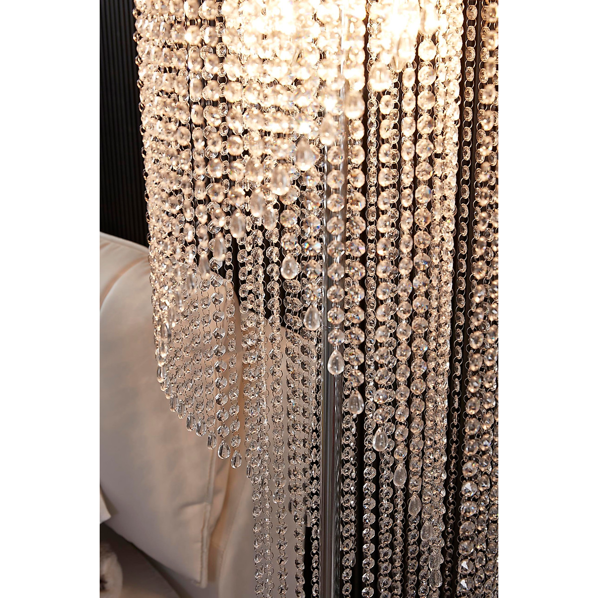 Surpars House Crystal Floor Lamp, Elegant Rain Lamp, Modern Lava Lamp for Living Room, Bedroom, Girls Room, Silver Chrome