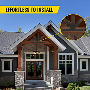 VEVOR Gable Plate, Black Powder-Coated Truss Connector Plates, 12:12 Pitch Gable Bracket, 4 mm / 0.16" Steel Truss Nail Plates, Decorative Gable Plate with Bolts for Wooden Beam Use