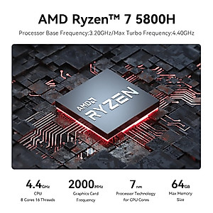 Beelink SER5 Mini PC,AMD Ryzen 7 5800H PRO(8C/16T,up to 4.4GHz),Mini Computer with 16GB DDR4 RAM/500GB M.2 2280 SSD,Micro PC Support 4K FPS,WiFi6/BT5.2/USB3.2/Home/Office/Game