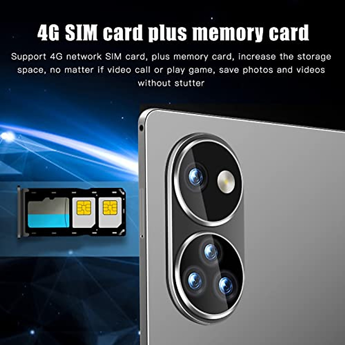 Soraz 10.1 Inch Tablet, 2.4G 5G Dual Band 8000mAh 1960x1080 IPS Tablet PC Black for Android 12.0 (US Plug)