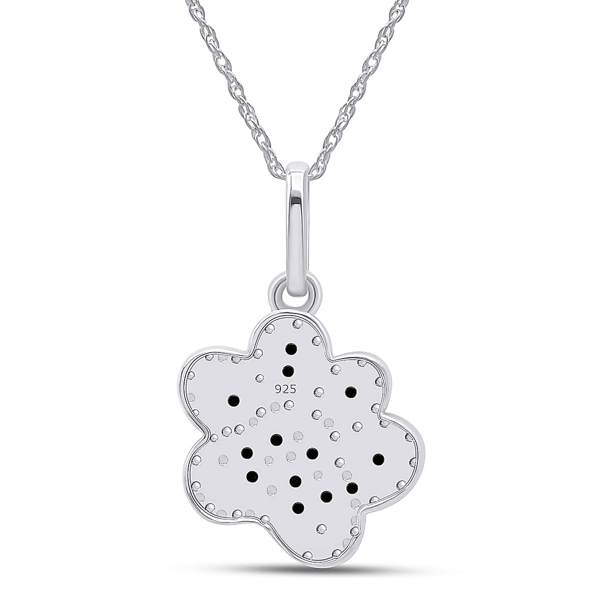 1/5 Carat Round Cut Black & White Natural Diamond Dog Paw Pendant Necklace Along With 18" Chain in 14K White Gold Over Sterling Silver (I2-I3 Clarity, 0.20 Cttw)