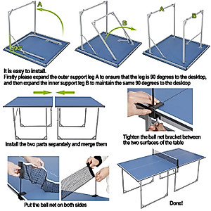 F2C 6'x3' Foldable Ping Pong Table with Net Instant Set-up Table Tennis Table, Compact Midsize Regulation Height for Indoor Outdoor