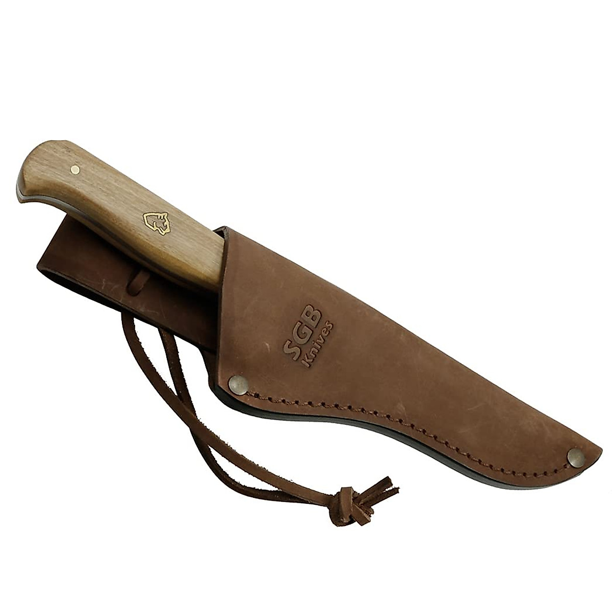 PUMA SGB Trail Guide Olive Wood Hunting Knife with Leather Sheath