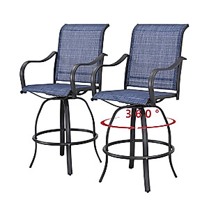 PatioFestival Outdoor Swivel Bar Stools Patio High Bistro Stool Height Chairs All Weather Furniture Bar Dining Chair,Set of 2