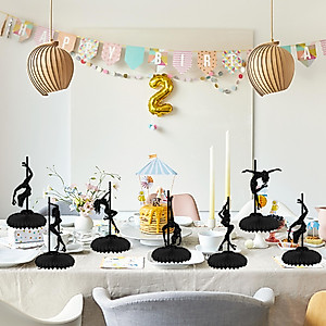 6 PCS Pole Dance Girl Honeycomb Table Centerpiece Black Glitter Pole Dancing Party Table Toppers Honeycomb Centerpieces for Bachelorette Bridal Shower Birthday Party Table Decorations Supplies