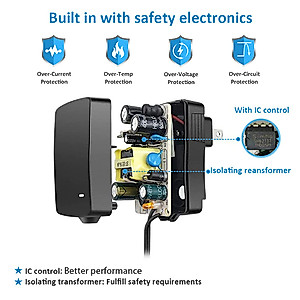 Powseed 3V 4.5V 5V 6V 7.5V 9V 12V Universal AC Adapter 12W AC/DC Power Adapter for Household Elecronics Pedals Routers Speakers CCTV Cameras Smart Phone USB Hub GPS Tablet Recorder etc.