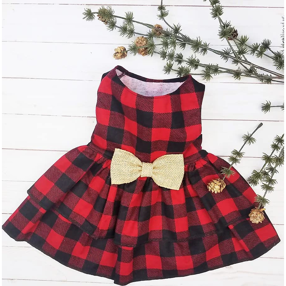 Red Buffalo Plaid Christmas Dog Dress, Holiday Dog Dress, Christmas Dog Clothes, Fits Dogs XS to 5XL (5XL 60-95lbs)