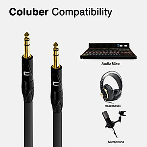COLUBER CABLE 1/4 TRS Male to 1/4" TRS Male - 10 Feet - Purple - 1/4 (6.35mm) Stereo Balanced Male to Male Connector for Powered Speakers, Audio Interface or Mixer for Live Performance & Recording