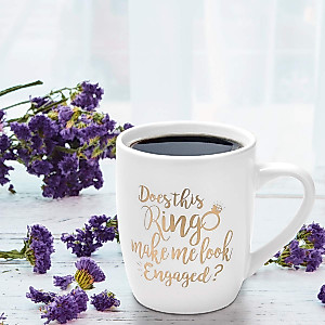 Maustic Engagement Gift Does This Ring Make Me Look Engaged Coffee Mug Funny Mug Novelty Coffee Mug Gift for Women Men Engagement Anniversary Birthday Christmas