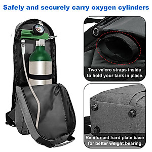 iGuerburn Oxygen Tank Backpack Size D, Portable Oxygen Backpack for D/M15 JD/M22 Cylinder Bag O2 Tank Carrier Holder for Travel (Grey)
