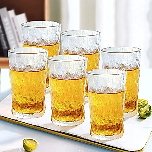 INFTYLE [Gift Set] Drinking Glasses Set of 6 Highball Glass Cups 12oz Premium Quality Glassware Set for Water, Juice, Cocktails, Wine, Beer, and Whiskey Dishwasher Safe