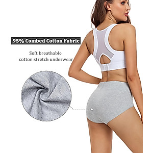 wirarpa Womens High Waisted Cotton Underwear Full Brief Panties Ladies No Ride Up Underpants 4 Pack Black Heather Grey X-Large