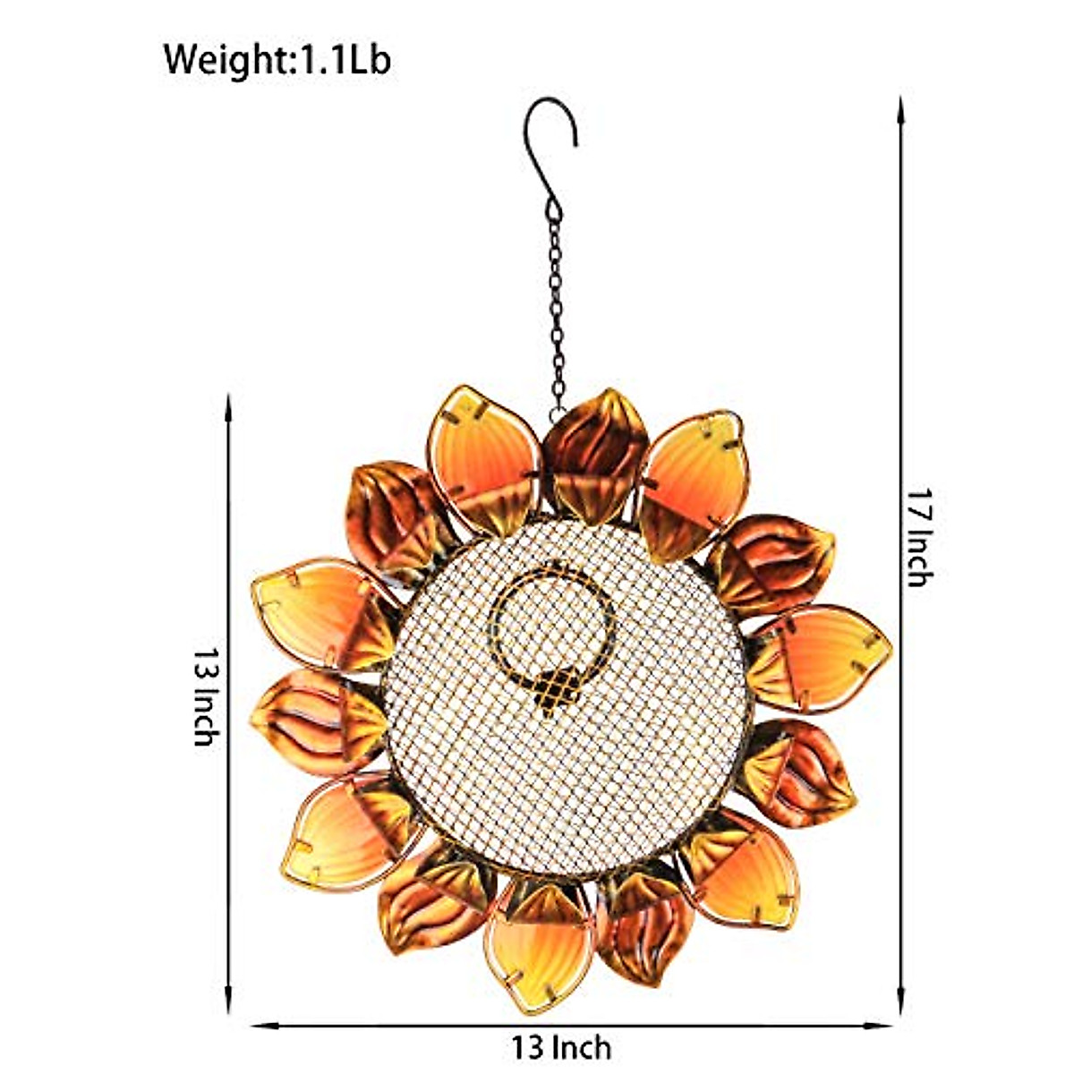 MUMTOP Wild Bird Feeders 14" Metal Sunflower Outdoor Bird Breeders Can Hang in Patio Garden Trees with Hook