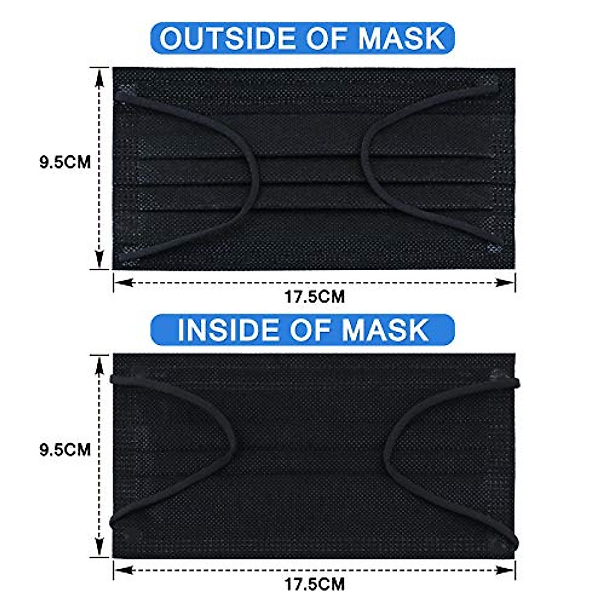 ydscsci Face Mask, Disposable 4 Ply Face Masks Protective Breathable Facial Mask for Adult Men Women Indoor Outdoor Daily Use 50 Pcs Black