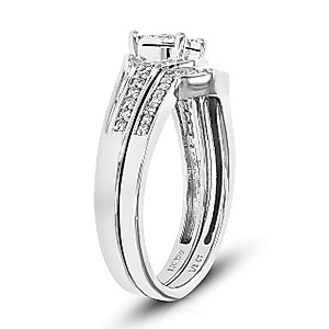 Vir Jewels 1/3 cttw Lab Grown Diamond Wedding Engagement Bridal Set Round for Women in .925 Sterling Silver Prong Set Size 6