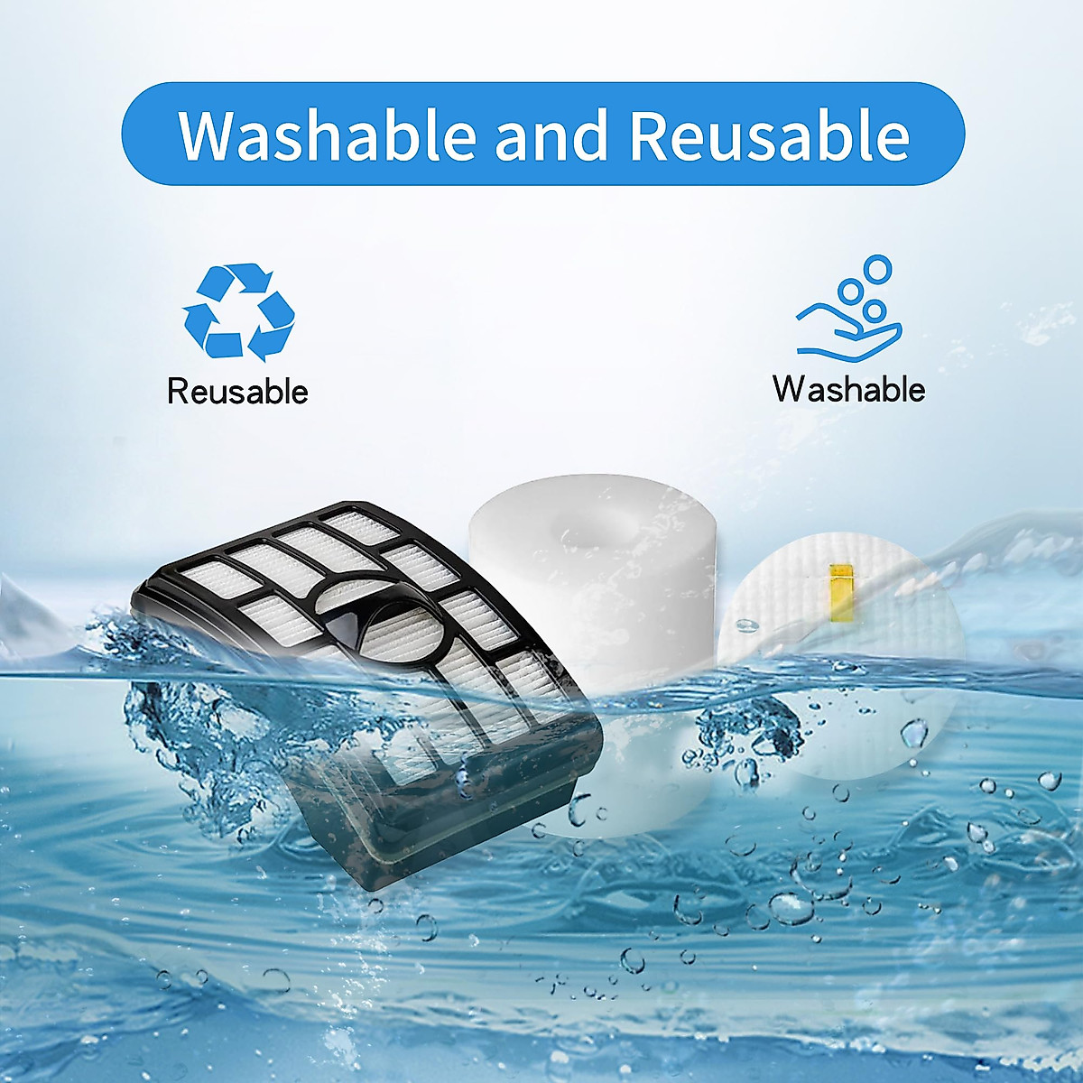 Amyehouse Hepa Foam & Felt Filter Brushroll Replacement Kit for Shark Rotator Professional Lift-away DuoClean Vacuum ZU780 ZU782 ZU785, Replaces Part # 1395FC831 & Xff500 & Xhf500