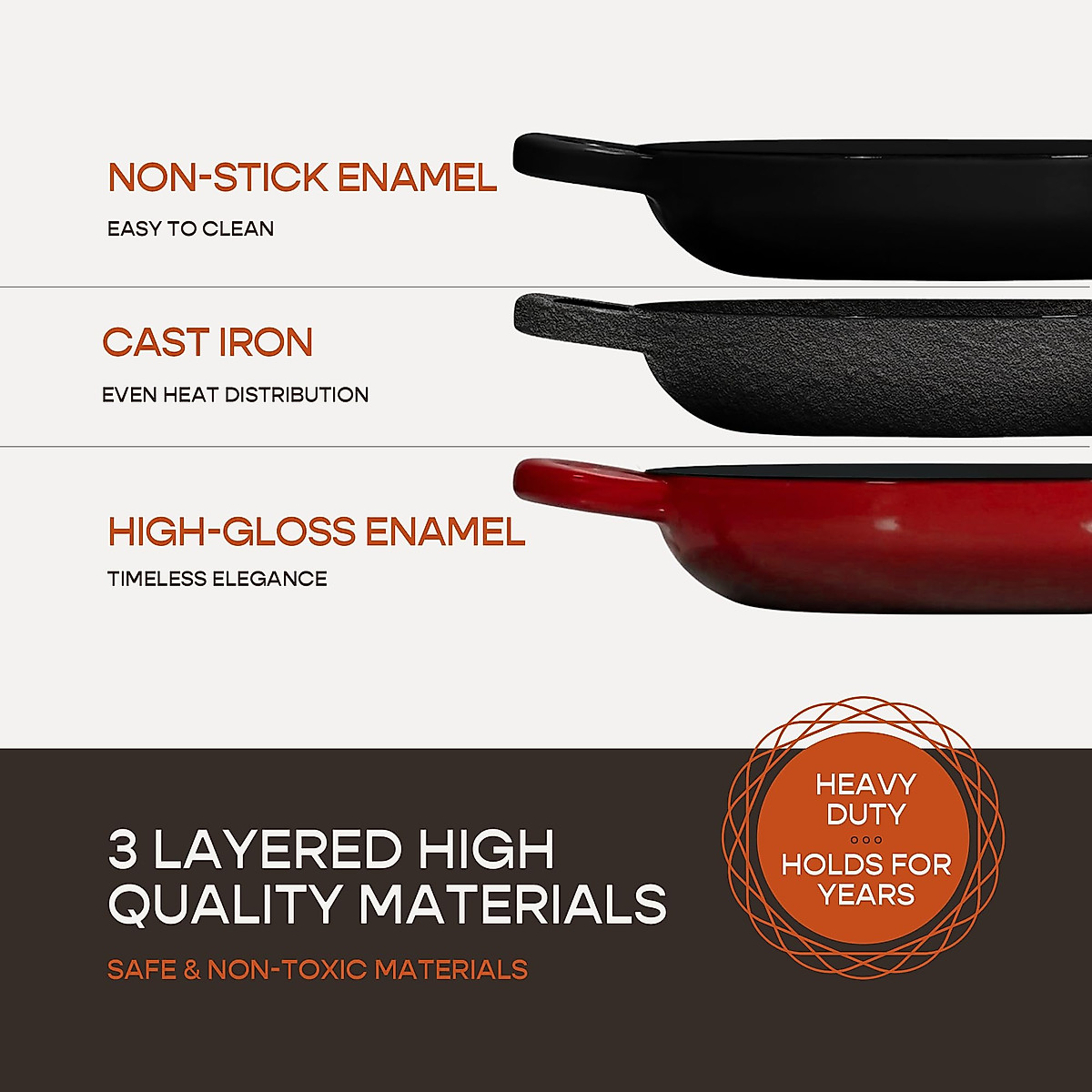 Krustic Enameled Cast Iron Dutch Oven for Sourdough Bread Baking | 6 Quart Pot with Lid | 10 Inch Ceramic Enamel Thick Coated Cookware Set with Non Stick Silicone Baking Mat for Cooking | 6 Qt | Red