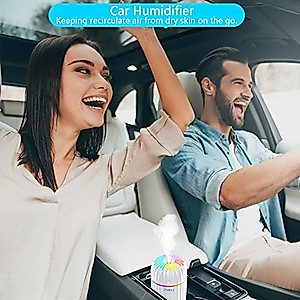Pinci 300ml Air Humidifier,Colorful Cool Portable Mini Humidifier,Small Desktop Cold mist Humidifier,Auto Shut-Off,2 Mist Modes,Super Quiet for Car,Plant,Office,Bedroom(White)