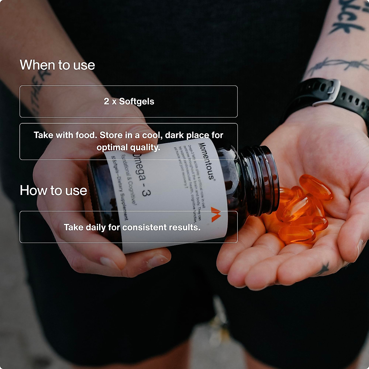 Momentous Omega 3 Fish Oil 1600mg - Daily Fish Oil Omega 3 Supplement for Women and Men with EPA & DHA - Supports Joint Health - NSF Certified, GMO-Free, Gluten Free, 30 Servings