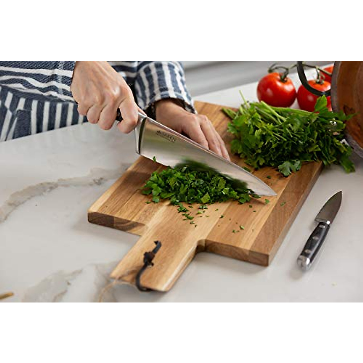 Saken Chef Knife and Paring Knife Set - 2-piece Professional Kitchen Knife Set with Ultra-Sharp, High-Carbon German Steel Blade and Ergonomic Wooden Handles - 8" Chef Knife, 3.5" Paring Knife
