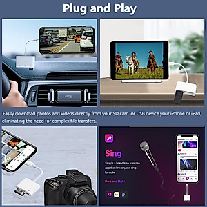 SD Card Reader for iPhone Lightning to 3 in 1 USB Camera Adapter OTG Micro SD TF Memory Card Reader for iPad