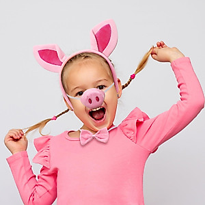 CASW Pig Costume Accessories Set Ears-Headband-Nose-Tail-Bow-Tie : Pig Costume Set for Kids - for Halloween Party, Carnival Dress up Play