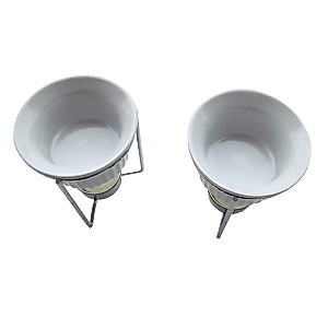 Treasure Gurus White Ceramic Dining Table Seafood Butter Warmer Dish Set Kitchen Tealight Candle Ramekin