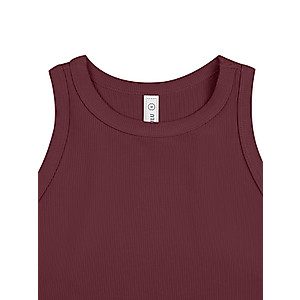 Womens Cute Sleeveless Workout Tops High Neck Muscle Tank Summer Casual Racer Back Cropped Athletic Yoga Tank Tops Exercise Running Shirts Going Out Tops Activewear(Burgundy Small)