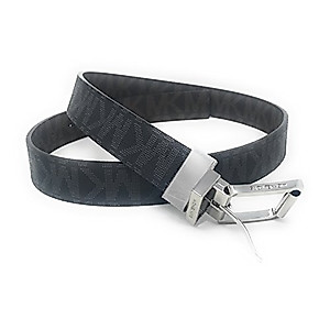 Michael Kors Women's 30mm Reversible MK Logo Monogram Synthetic Leather Belt, Black To Brown (M)