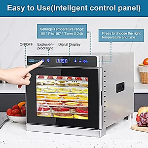 COMKERI 8 Trays Food Dehydrators for Food and Jerky(67 Recipes), Fruit, Veggies, Meat, Dog Treats, Herbs, Durable Food-grade Stainless Steel Dryer Machine with 24H Adjustable Digital Timer, 95ºF-167ºF Temp Control, 110V/700W, Safety Over Heat Protection