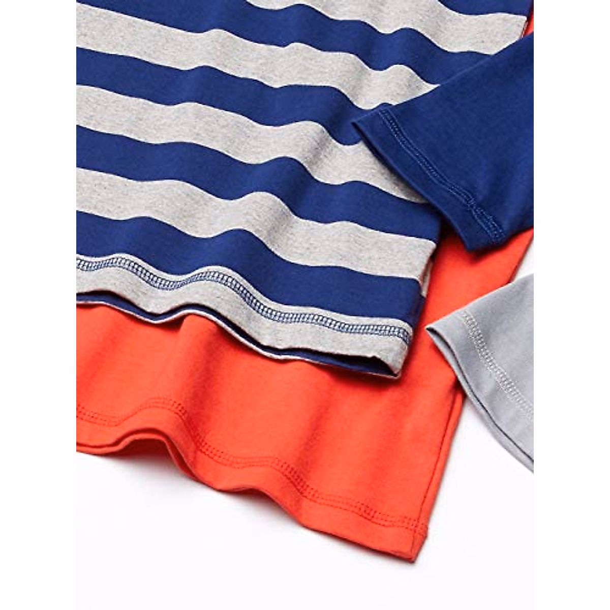 Amazon Essentials Boys' Long-Sleeve Henley T-Shirts (Previously Spotted Zebra), Pack of 2, Grey Stripe/Orange, Medium