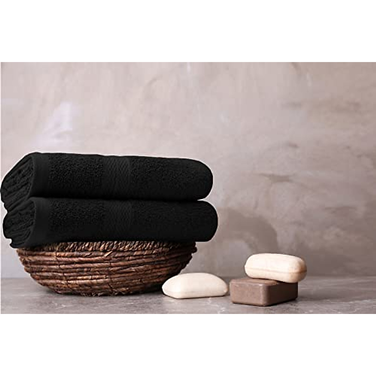 Avalon Towels Bath Towels for Bathroom 100% Cotton Black Bathroom Towels Pack of 6 (22x44 inches) - Quick Drying Bath Towels Set Small, Light Weight & Absorbent Perfect Gym & Pool Towel Set