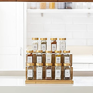 AYOUSIN 24 Spice Jars with Labels - 4oz Glass Spice Jars with Shaker Lids, 192 Spice Labels, 24 DIY Labels & 66 Expiration Labels - Spice Containers with Gold Lids - Seasoning Jars for Spice Rack