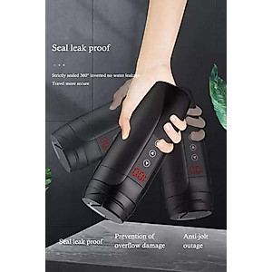 Smart Travel Car Heated Mug Portable Electric Cup 12/24V Stainless Steel Tumbler Anti-Spill lid Leakproof LCD Display Temp Control Thermos Keep Coffee Milk Tea Warm Safe for use Easily Washing