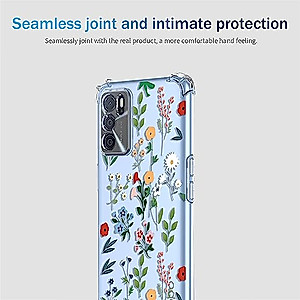 OEURVQO for Oppo A16 Oppo A16s Oppo A54s Case Clear Floral Flower Pattern Design Soft TPU Cover Shockproof Bumper Anti-Scratch Protective Case for Oppo A16 (Lush Flora)