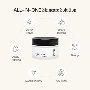 Meebak Cica Cream | Daily Repair Moisturizer with Niacinamide, Ceramide, & Retinol | Deep Hydration & Soothing | Locks in Moisture | Suitable for Sensitive Skin