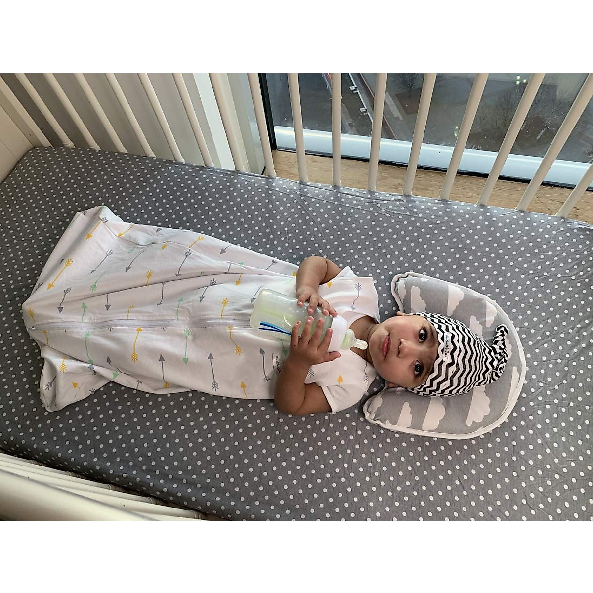 BaeBae Goods Premium Crib Sheets for Baby Boys and Girls, 4 Pack, Soft and Breathable Jersey Knit Fitted Sheet Set, Grey and White, Cute Gender Neutral Nursery Mattress Bedding, Universal Fit