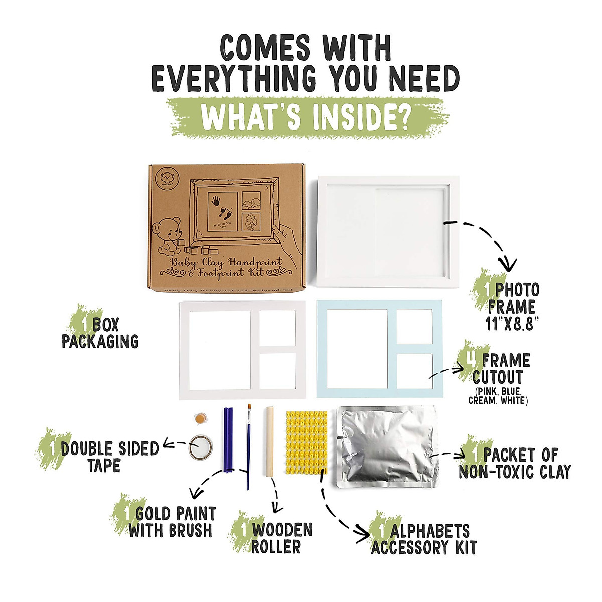 Baby Handprint Footprint Keepsake Kit and Baby Ornament Kit Bundle - Christmas Bundle For Newborn, Infants and New Parents