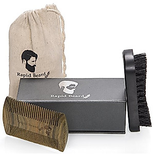 Beard Brush and Beard Comb kit for Men Grooming, Styling & Shaping - Handmade Wooden Comb and Natural Boar Bristle Beard Brush set for Men Beard & Mustache