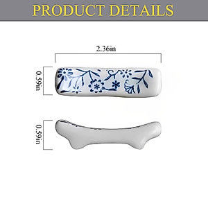 Ceramic Chopsticks Holder Porcelain Chopstick Rest Fork Stand Holder Set of 5 Blue and White