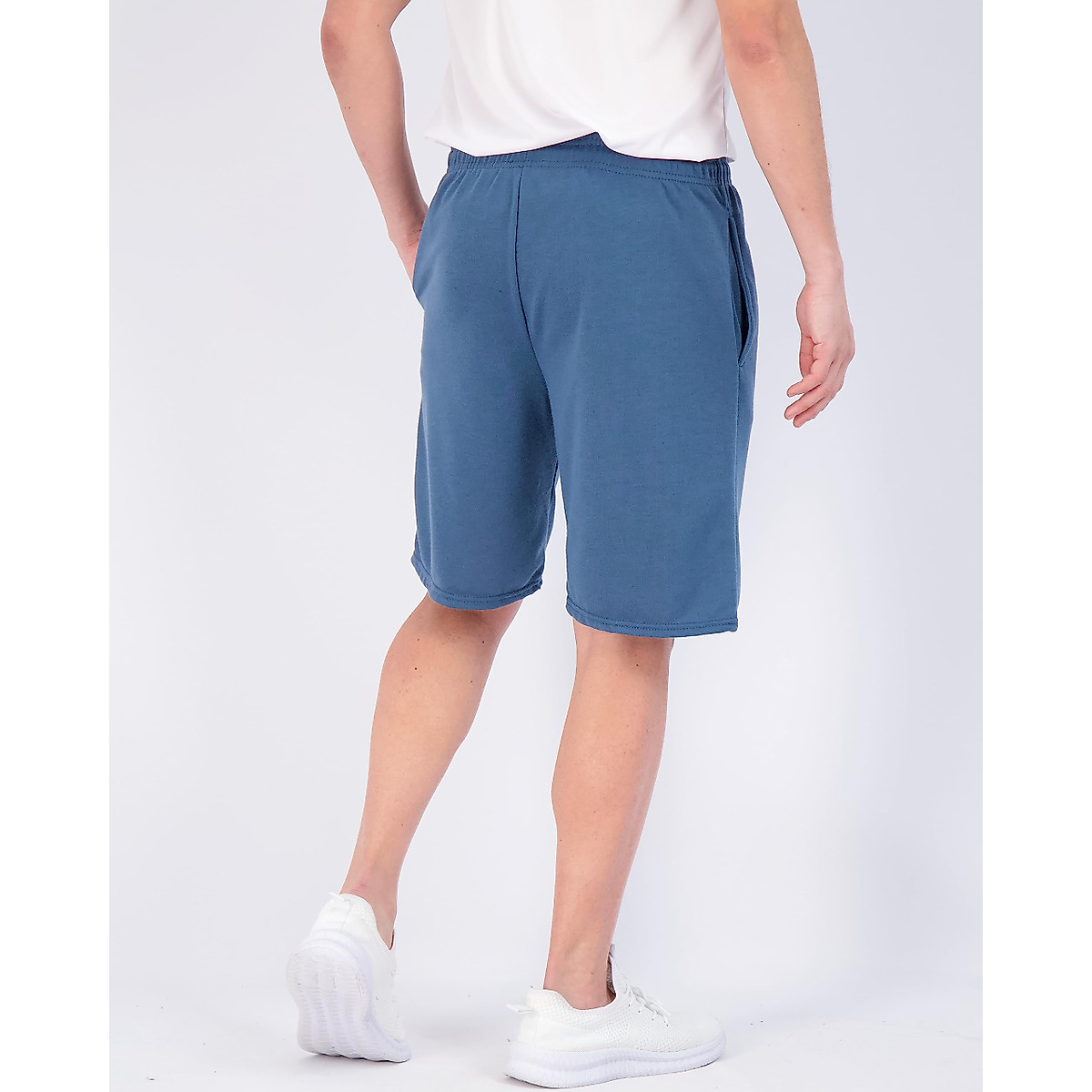 Real Essentials Men's Casual Lounge Shorts Pockets Active Sports Fitness Training Athletic Gym Sweat Workout Knit Soccer Basketball French Terry Cloth Cotton Dry Fit Jersey Sleep, Set 4, XL, Pack of 3