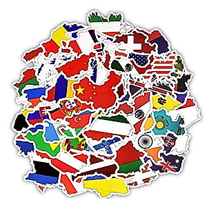 National Flag Stickers for Laptop Computer (50Pcs),Gift for Teens Adults,Waterproof World Flag Country Map Stickers for Water Bottle,Hydroflask,Country Flag Vinyl Stickers for Skateboard,Car,Phone