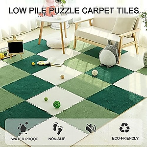 10pcs Interlocking Foam Mat 0.4" Thick, Low Pile Carpet Floor Tiles, Bedroom Area Rugs, Exercise Play Ground Mats, Yoga Mat(Size:30x30cm,Color:Light Grey)