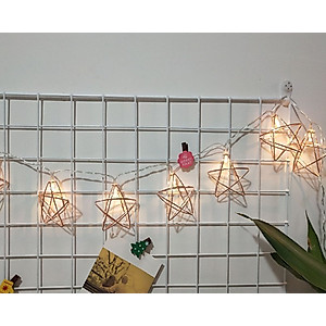 AMZSTAR 3M 20LED Rose Golden Metal String Lights, Geometric Lights Diamond Battery Powered Fairy Lights Indoor Decorative Lights for Home Bedroom Garden Wedding Party (Star)