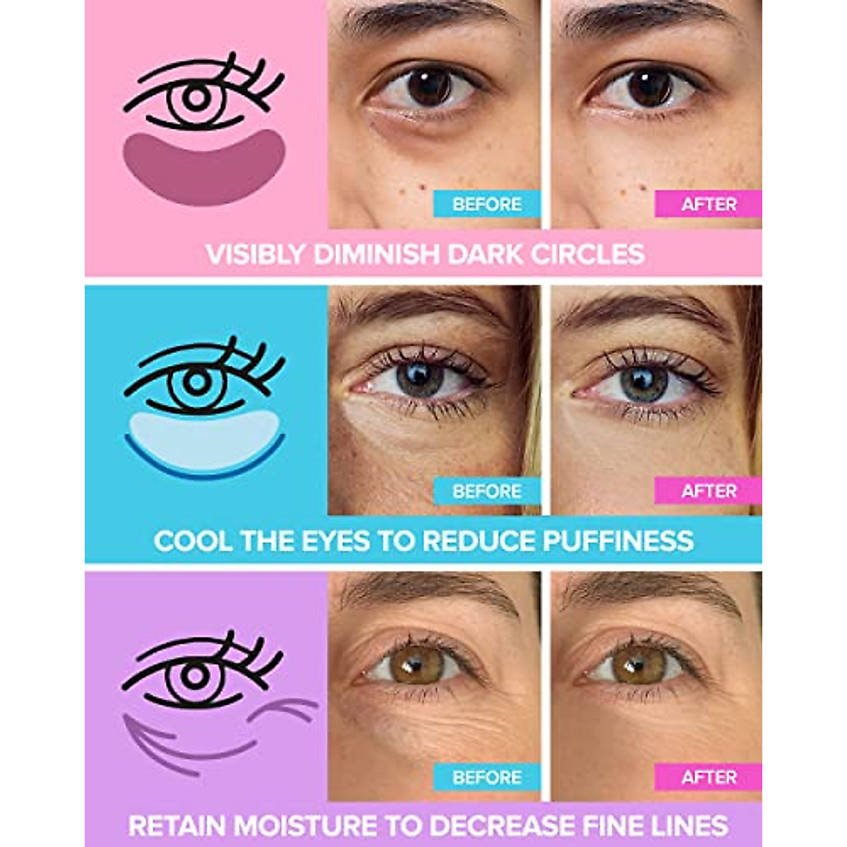 Maree Eye Gels - Pearl Eye Masks that Reduce Wrinkles, Puffy Eyes, Dark Circles, Eye Bags with Natural Marine Collagen, Hyaluronic HA - Anti Aging Under Eye Patches, Face Moisturizer Treatment