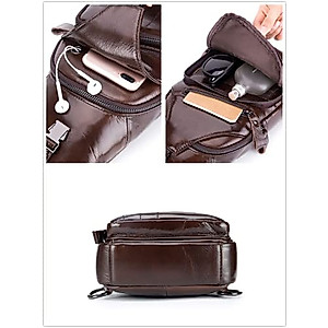 Leather Sling Bag Small Purse for Men Women Crossbady Bag Chest Bags Shoulder Backpack Cross Body Man Womens Water Resistant Vintage